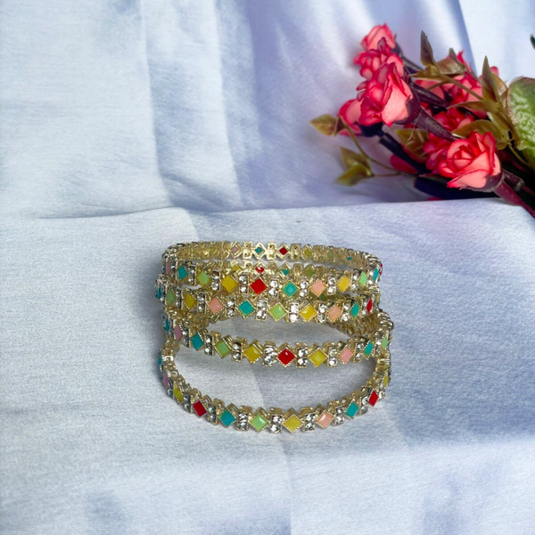 DIAMOND SHAPE BANGLES - 4 PCS SET - s3jewell